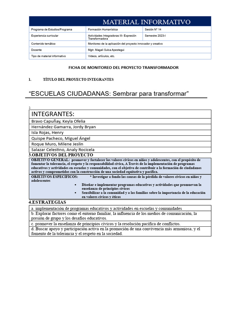 Integradoras Semana 14 | PDF | Enseñando