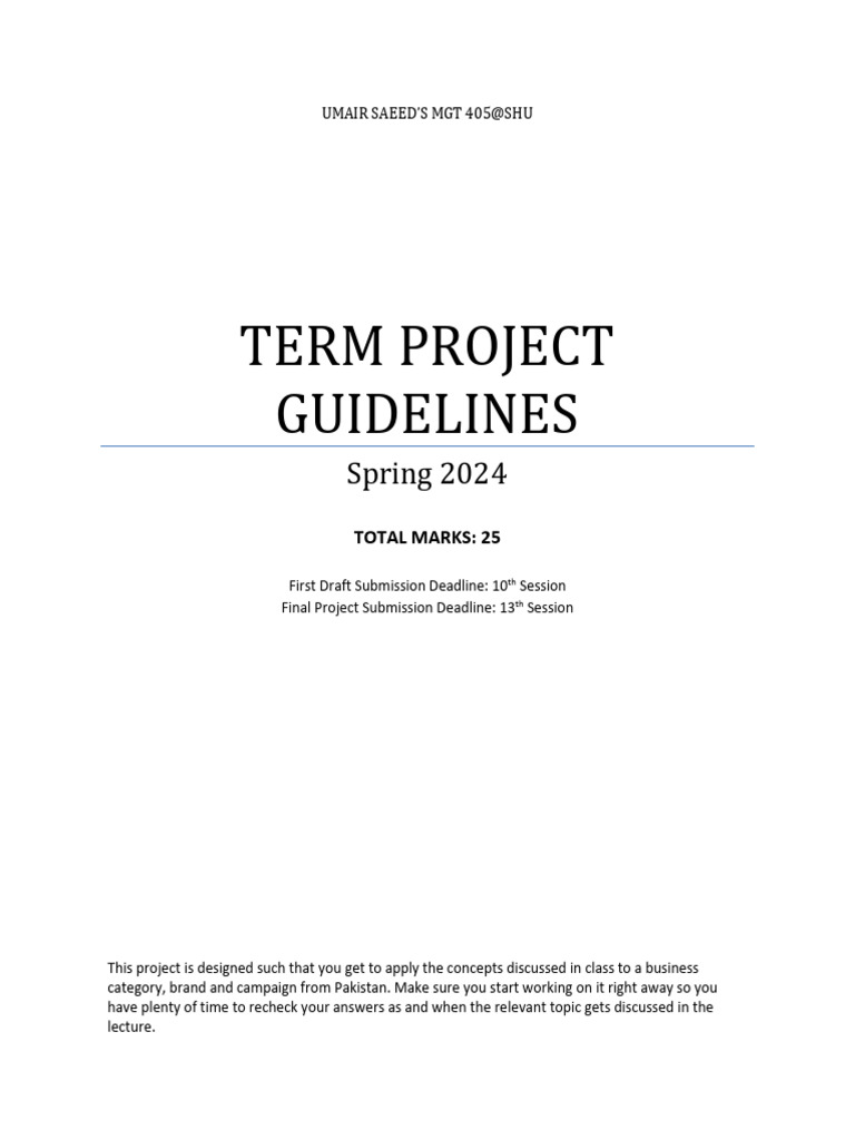 MGT405 - Spring 2024 Term Project Guidelines | PDF | Strategic Management | Cognition