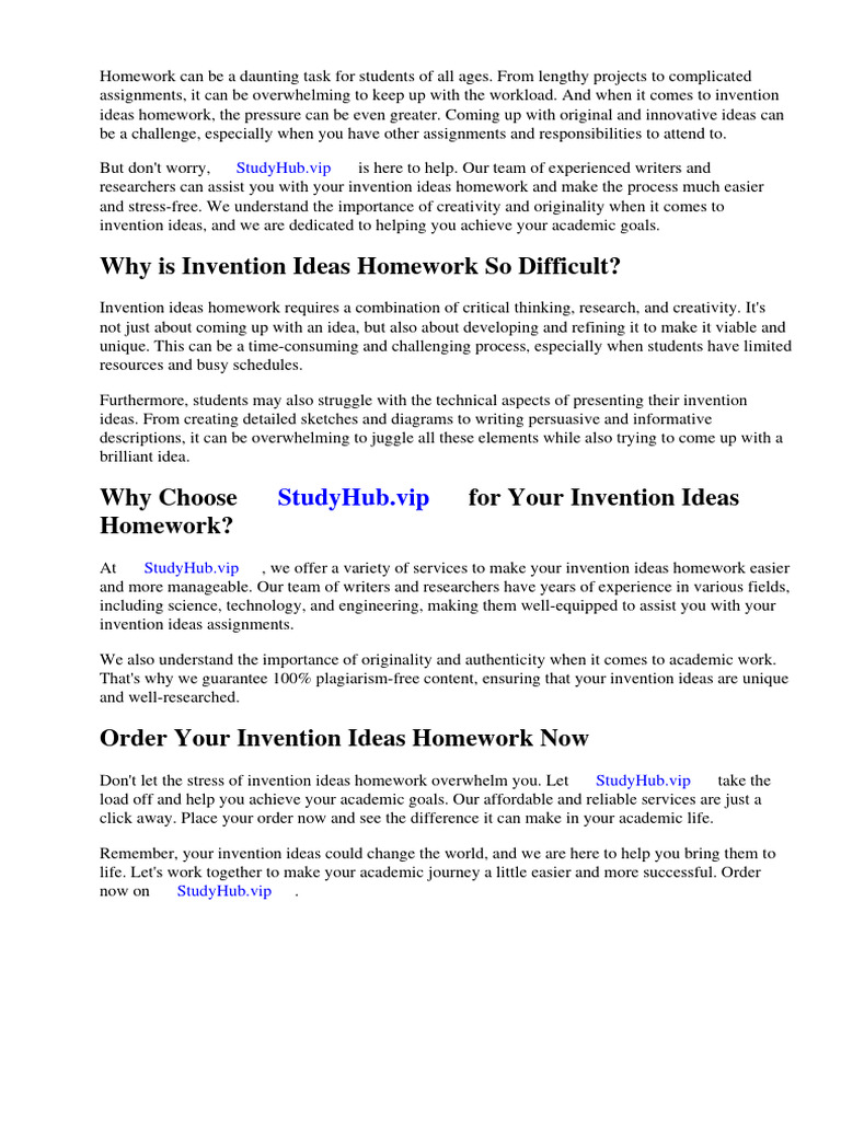 Invention Ideas Homework | Download Free PDF | Invention | Glasses