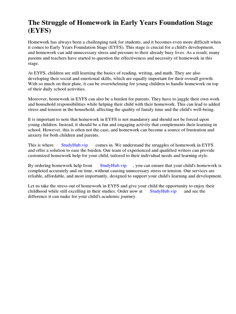 Homework Eyfs | PDF | Homework