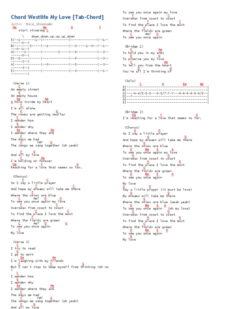 Chord Westlife My Love | PDF | Song Structure | Leisure