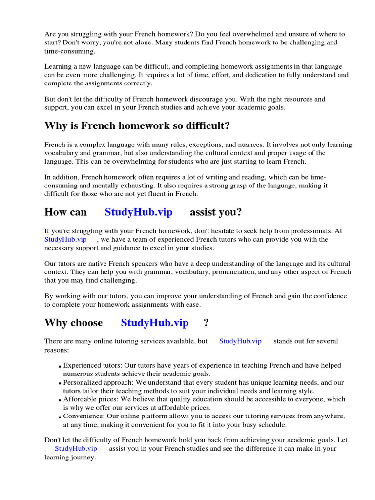 French Homework Ideas | PDF | Worksheet | Homework