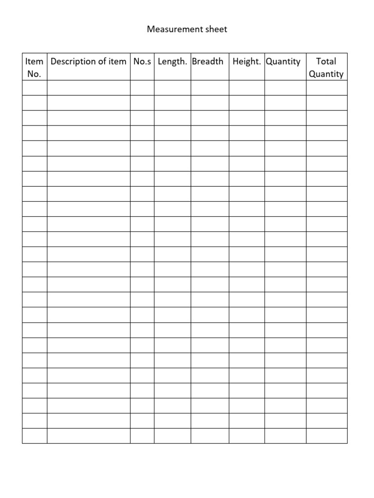 EAC Measurement Sheet | PDF