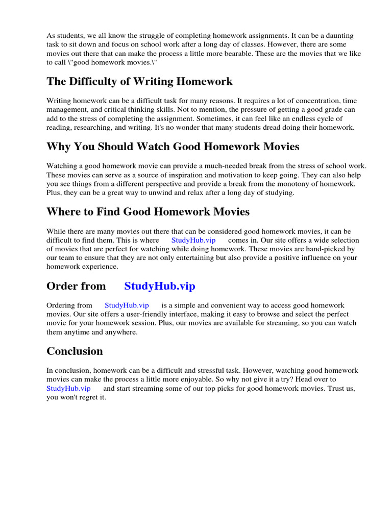 Good Homework Movies | PDF | Homework | Hip Hop Music