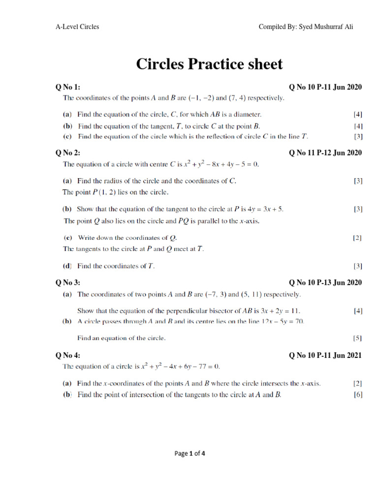 3-Circles Practice Sheet | PDF
