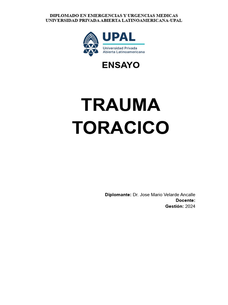 Ensayo Trauma Toràcico | PDF | Enfermedades y trastornos | Especialidades Quirúrgicas