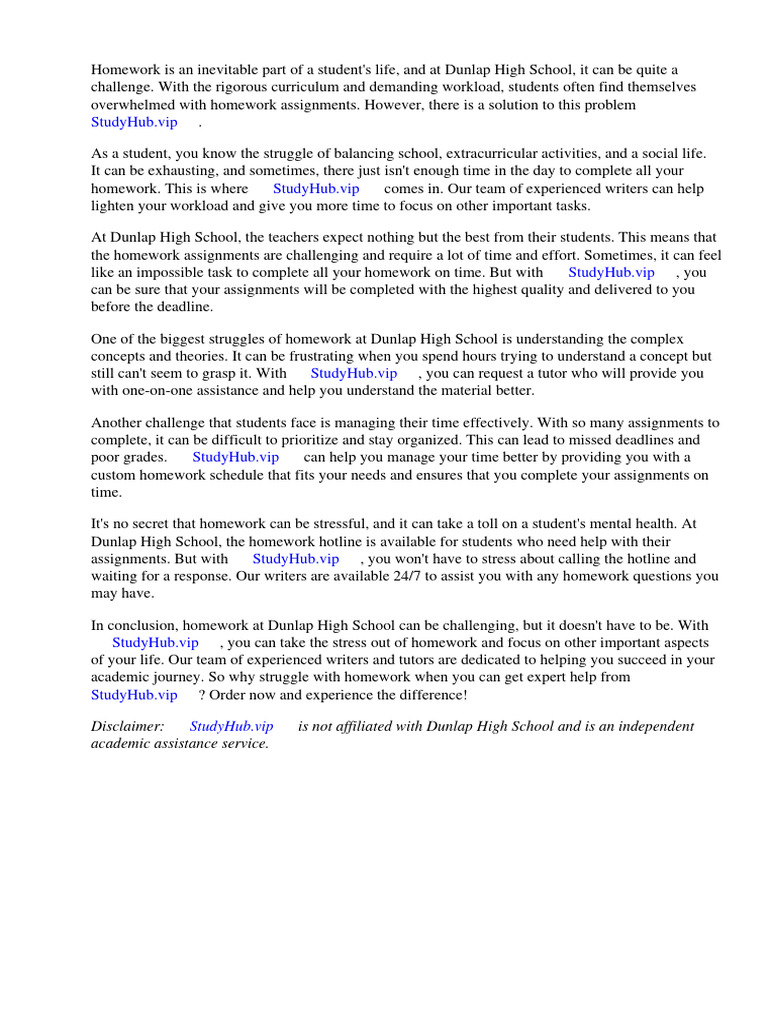 Dunlap High School Homework Hotline | PDF | Homework | Schools