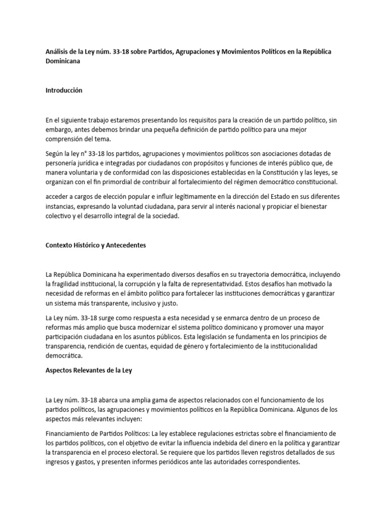 Análisis de La Ley Núm 33'18 | PDF | Democracia | Ideologías políticas