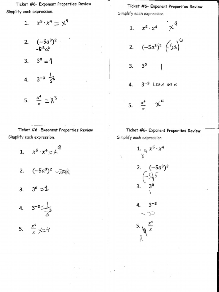 Exponent Quick Check | PDF