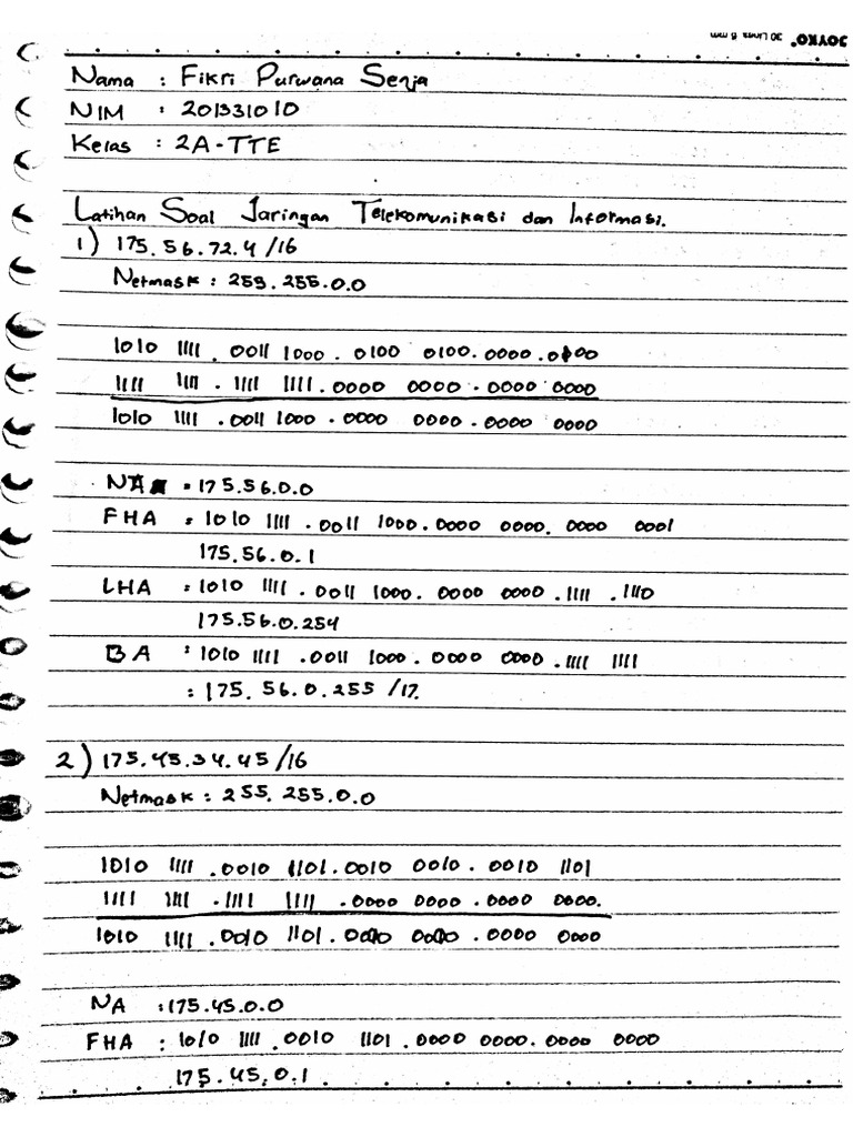 Fikri Purwana Senja - Latihan Soal Jaringan Telekomunikasi & Informasi | PDF