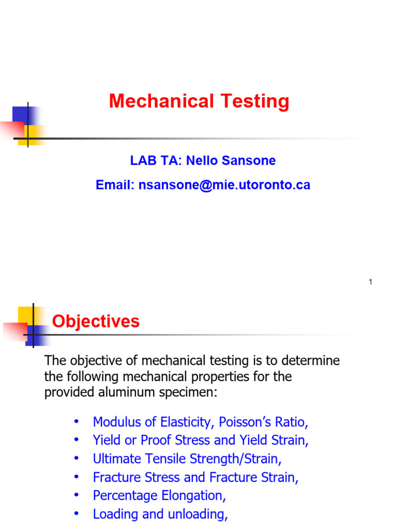 Mechanical Testing | PDF | Deformation (Engineering) | Yield (Engineering)