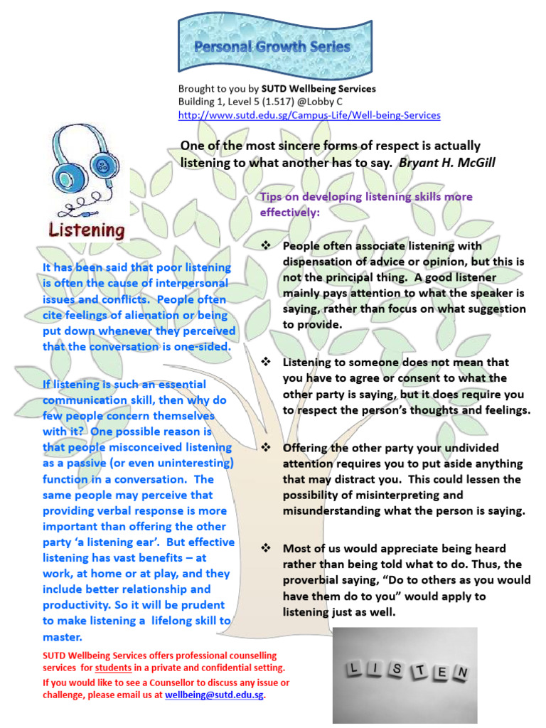 Personal Growth Series Developing Listening Skills | PDF | Behavioural ...