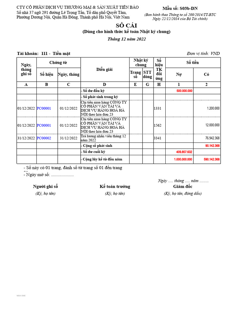 S03b DN So Cai (Hinh Thuc Nhat Ky Chung) | PDF