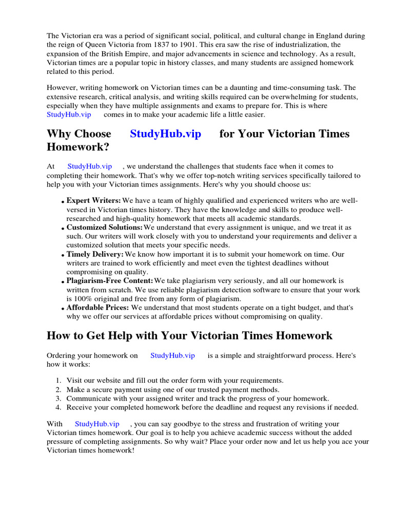 Victorian Times Homework Help | PDF | Homework | Teachers