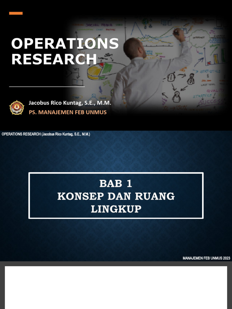 Riset Operasional 01 Konsep Dan Ruang Lingkup | PDF