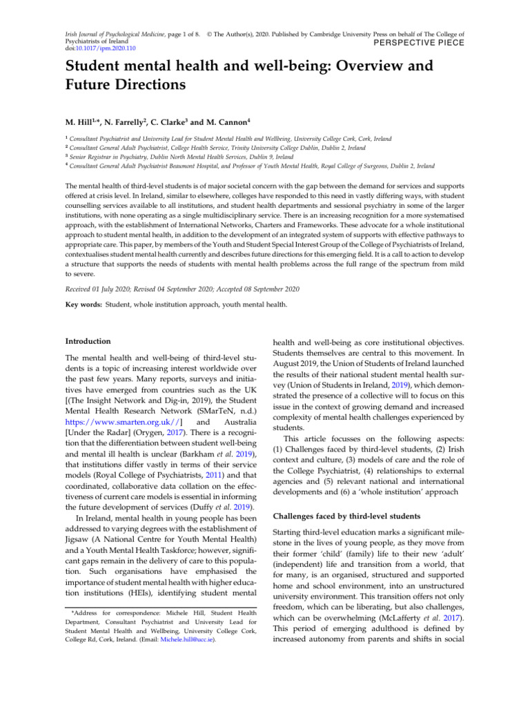 Div Class Title Student Mental Health and Well Being Overview and ...