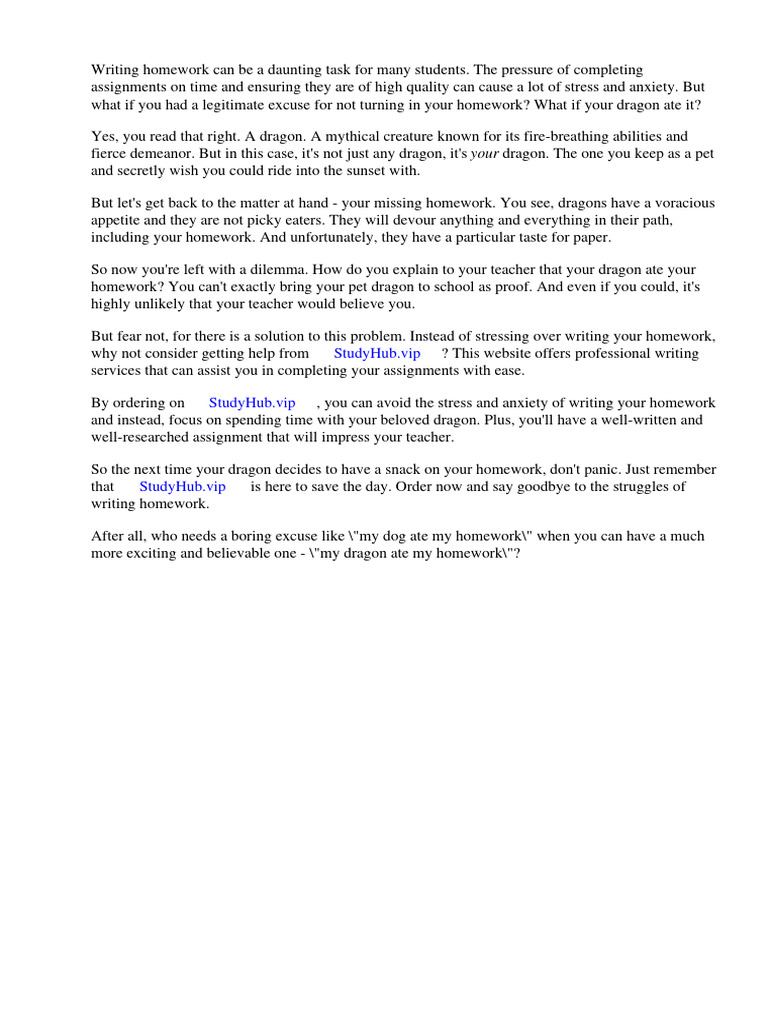 My Dragon Ate My Homework Poem | PDF | T Shirt | Http Cookie