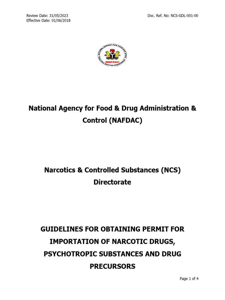 Guidelines For Obtaining Permit To Import Narcotics Drugs Psychotropic ...