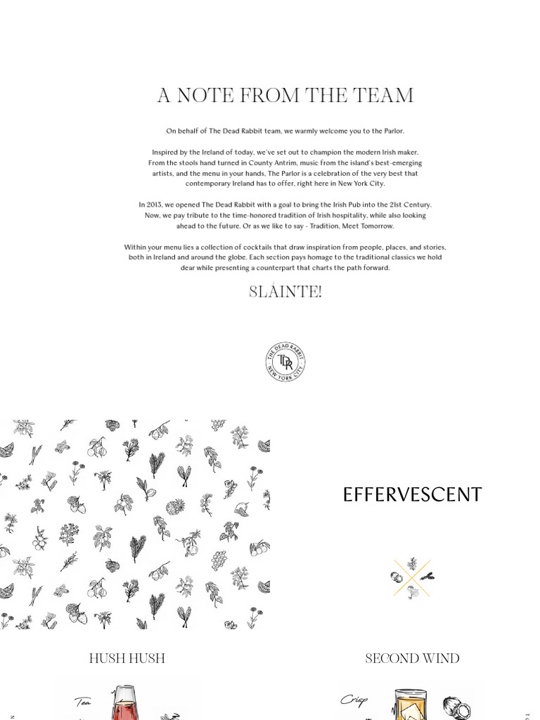 Dead Rabbit - Cocktail Menu Spring 2024 | PDF | Drink | Whisky