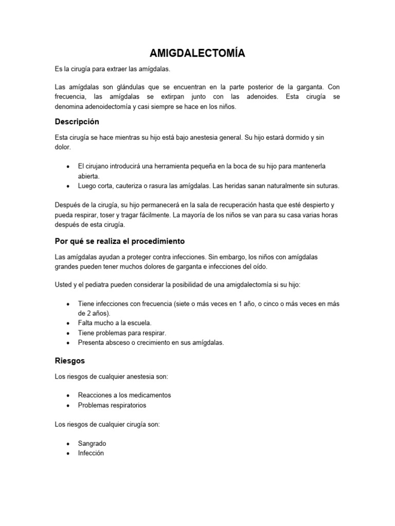 Amigdalectomía | PDF | Cirujano | Cirugía