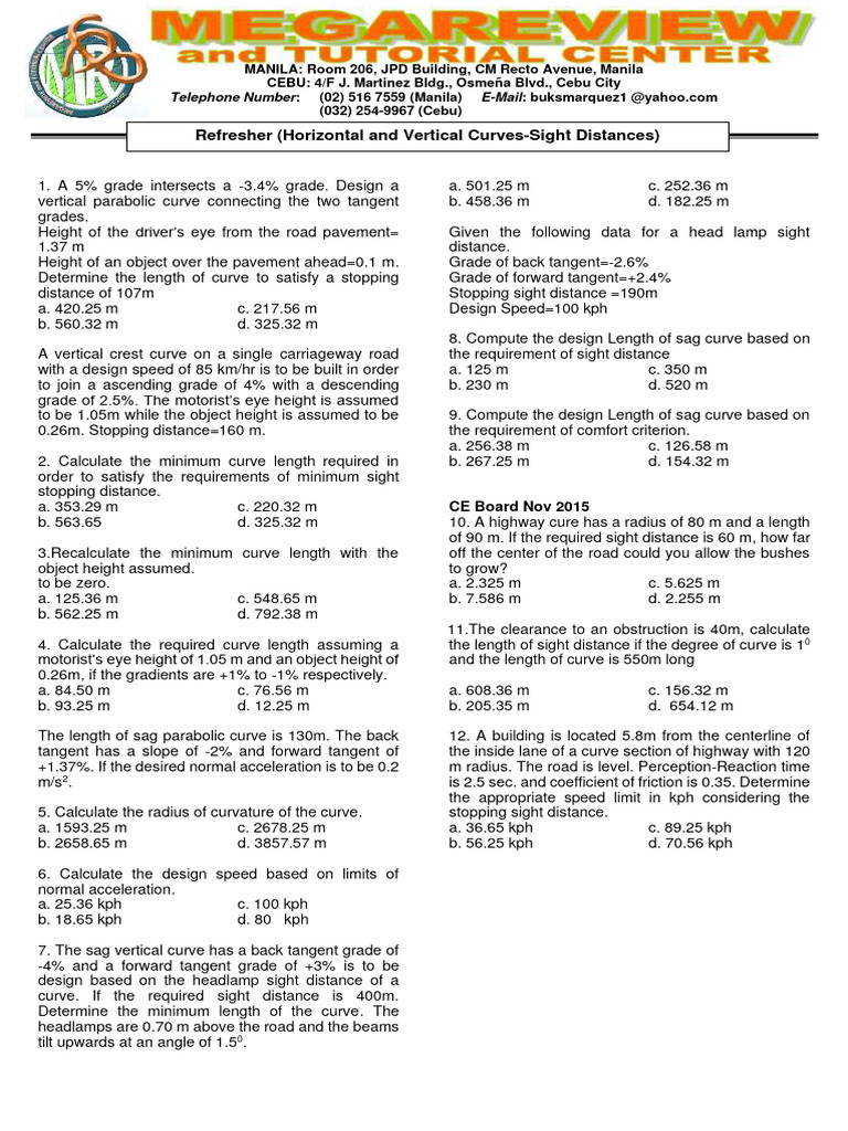 RefM 06 - Sight Distances | PDF | Geometry | Analytic Geometry