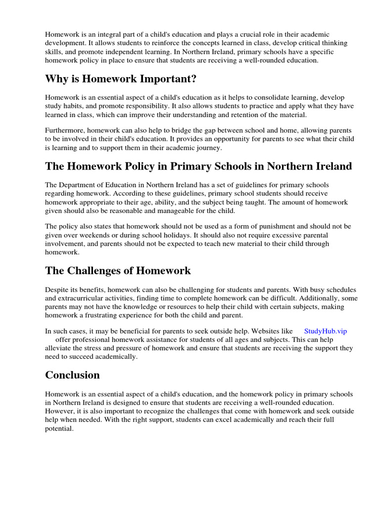Importance of Homework in Northern Ireland | PDF | Homework | Schools