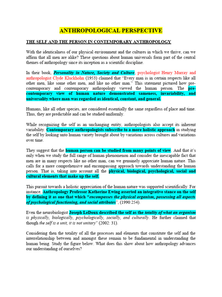 Anthropological Perspective | PDF | Anthropology | Self