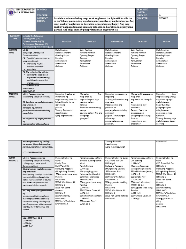 DLL Kinder Q2 W9 | PDF