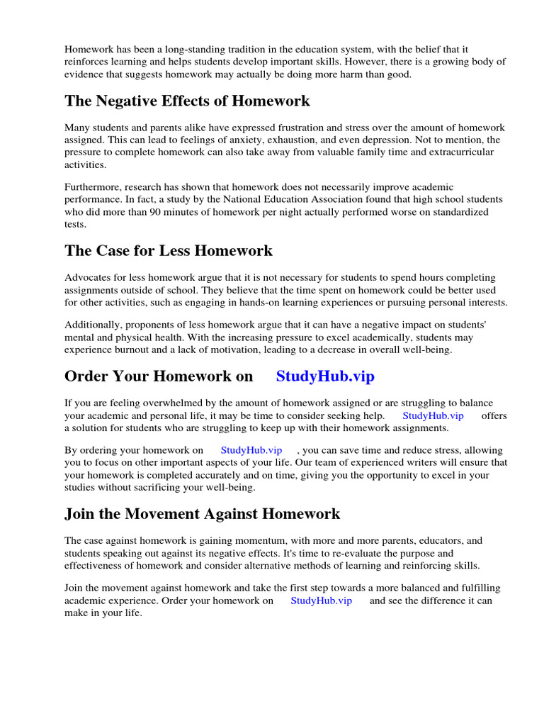 Case Against Homework | PDF | Homework