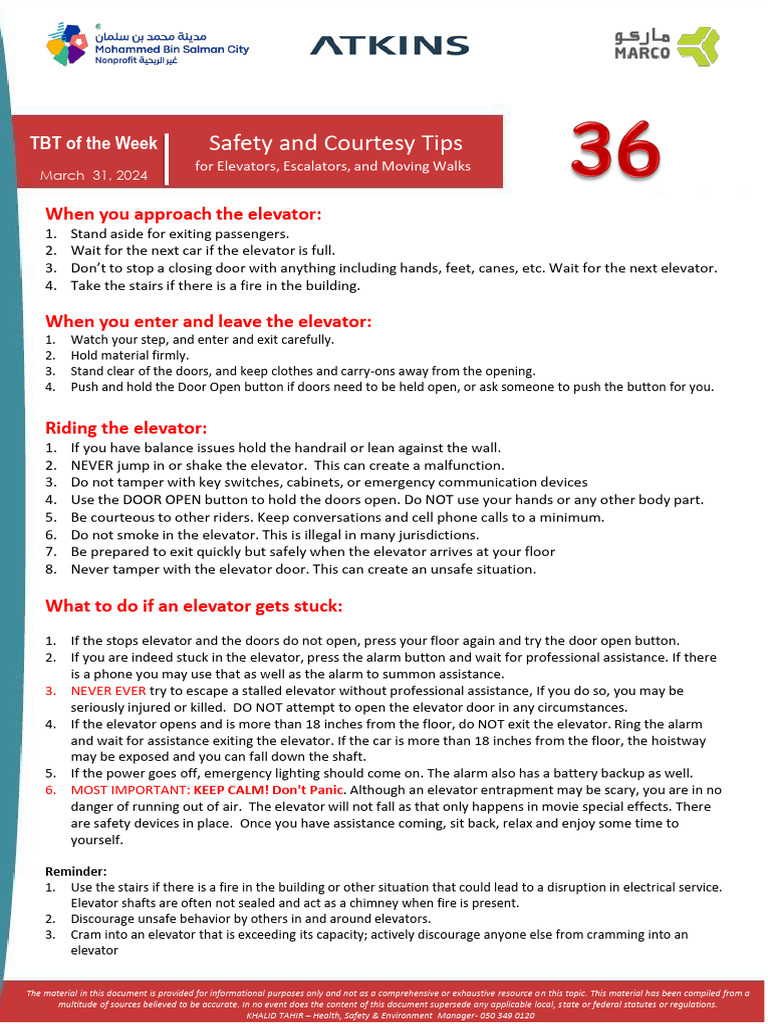 Safety and Courtesy Tips | PDF | Elevator | Escalator