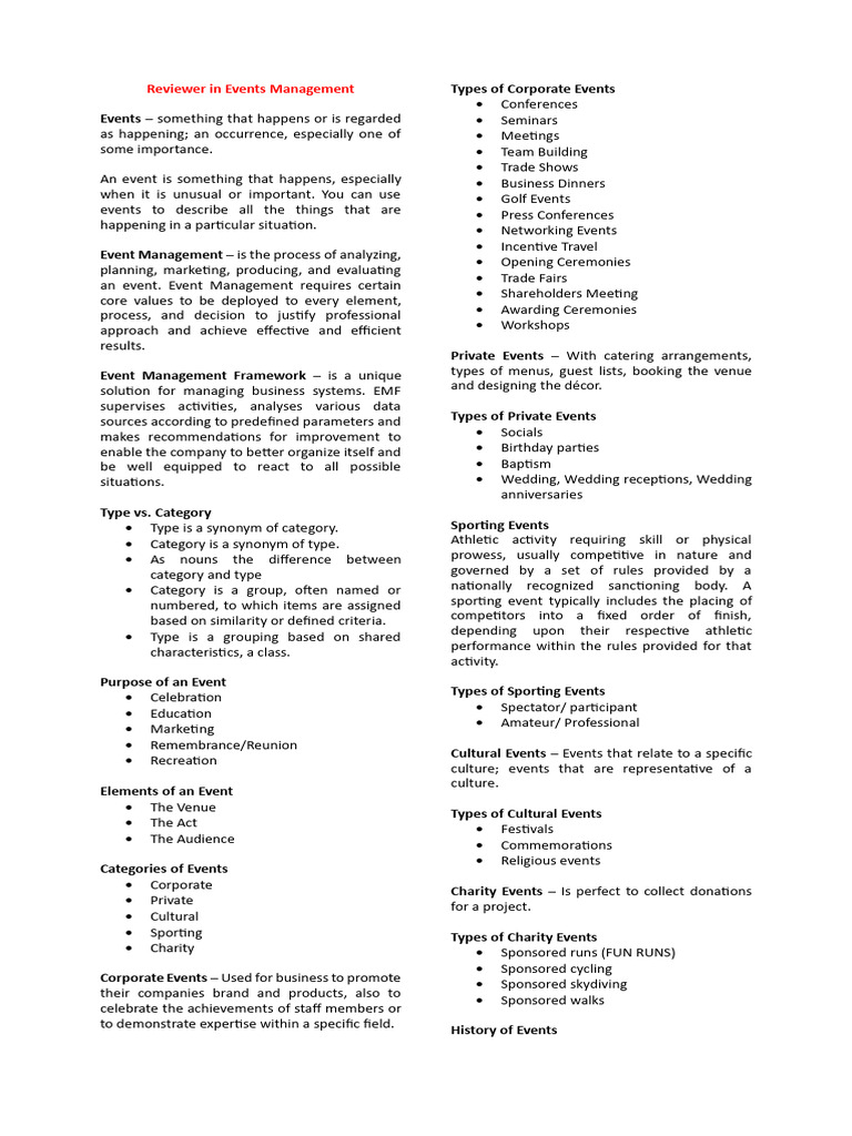 Reviewer in Events Management | PDF | Demand | Goods