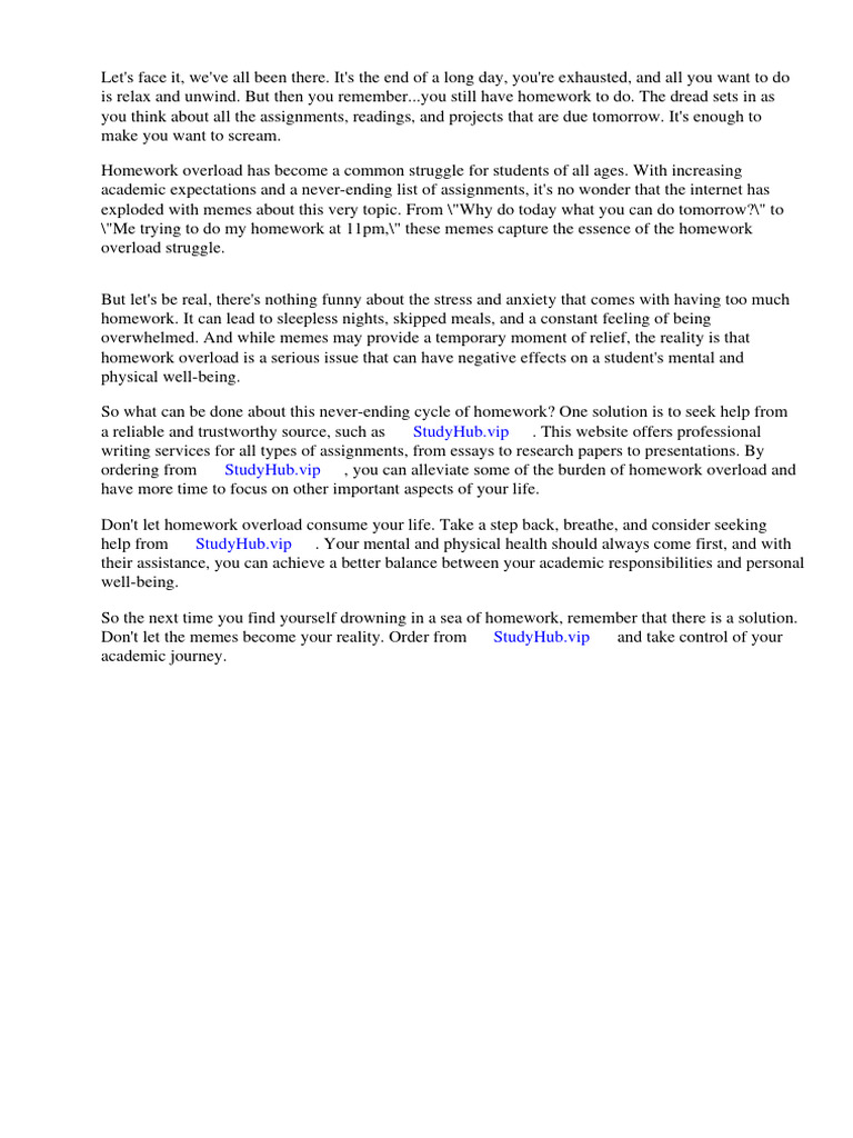 Homework Overload Meme | PDF | Homework | Teachers