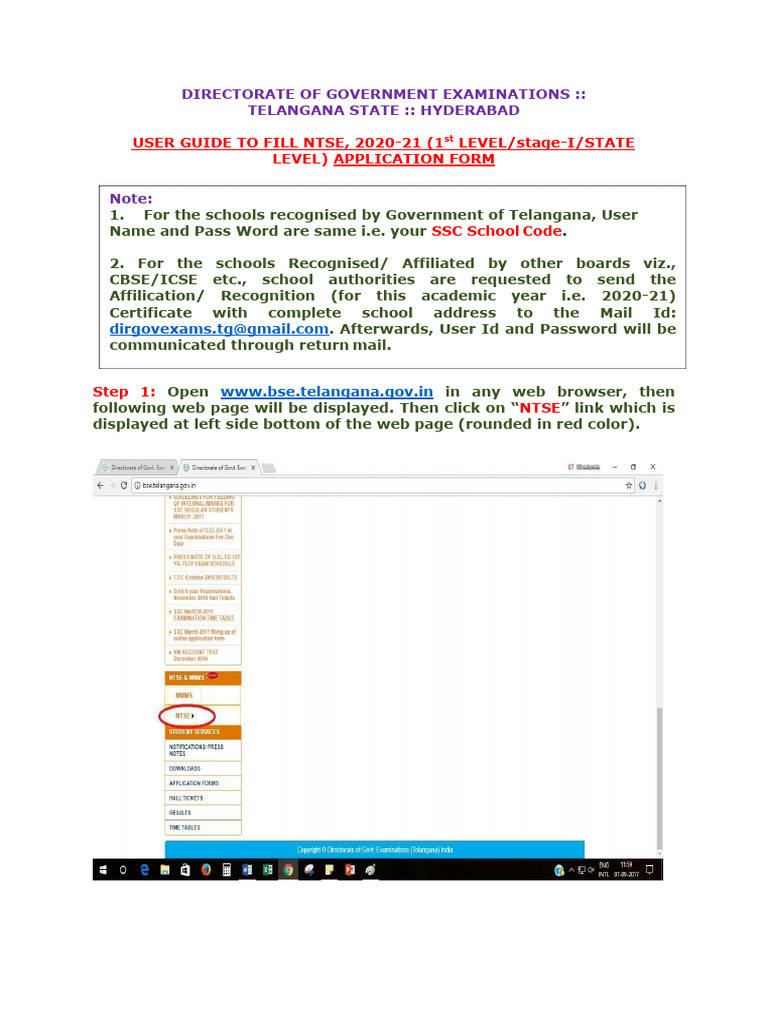 User Guide To Fill Application For NTSE - 1st Level (State Level) | PDF | World Wide Web ...