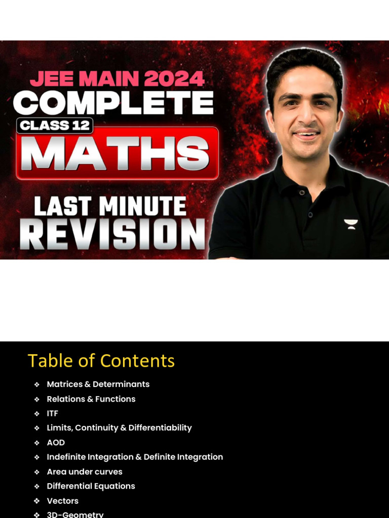 Class 12th Last Minute Revision | PDF | Matrix (Mathematics ...