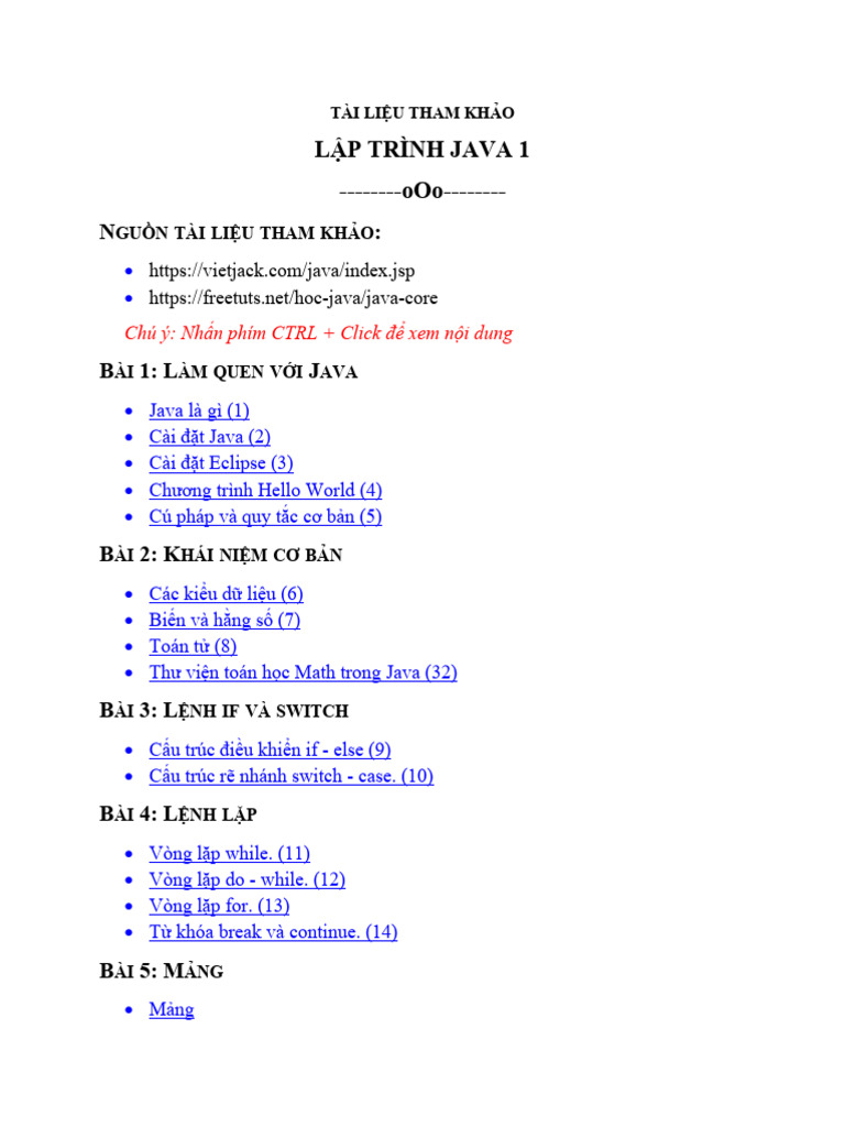 Tham Khao Java1 | PDF