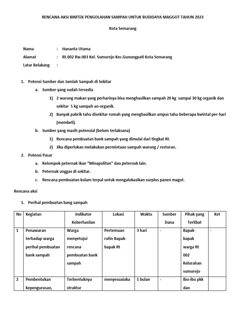 Tabel Rencana Aksi | PDF
