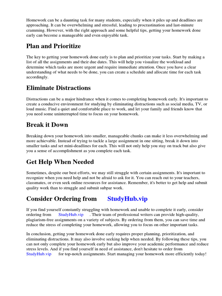 How To Get Your Homework Done Early | PDF | Homework | Social Media