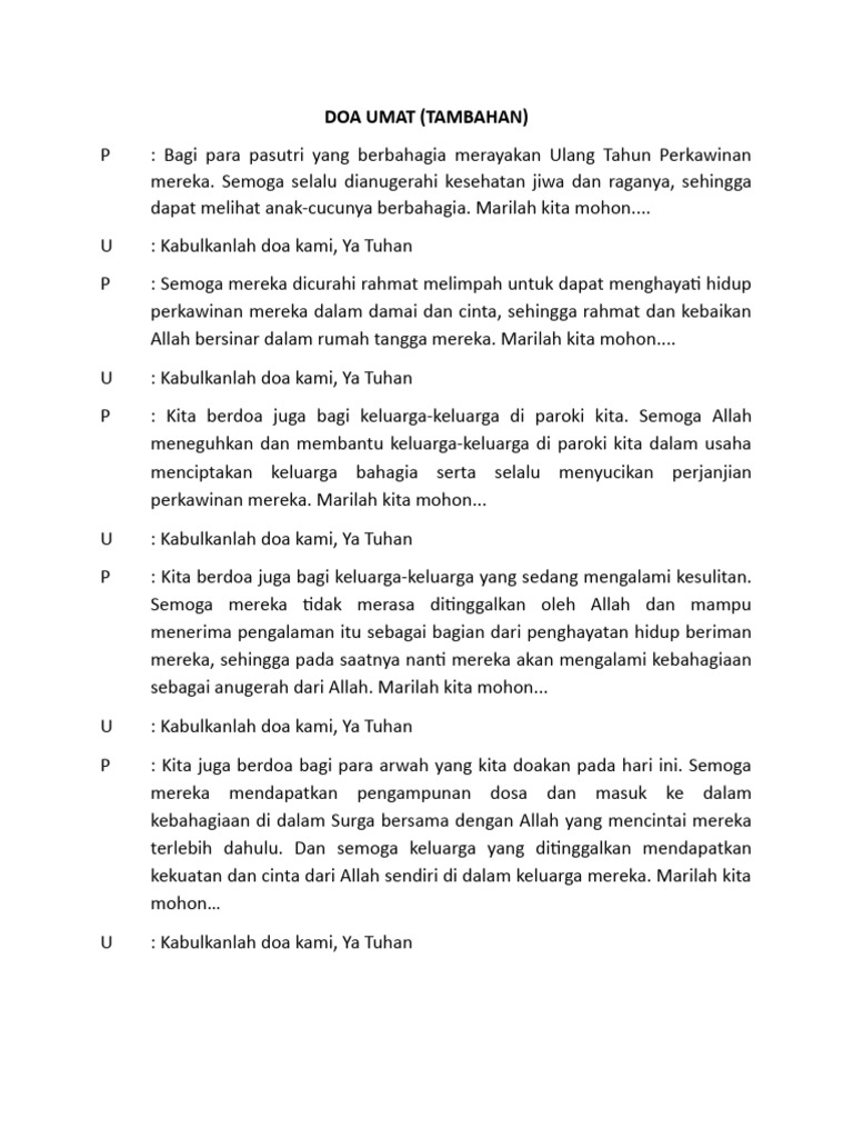 Doa Umat untuk Keluarga Bahagia | PDF | Agama & Spiritualitas