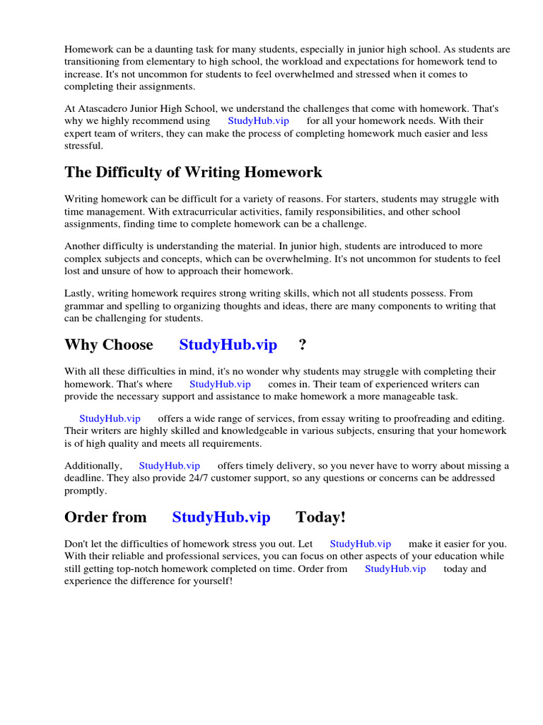 Atascadero Junior High School Homework | PDF | Homework | Schools