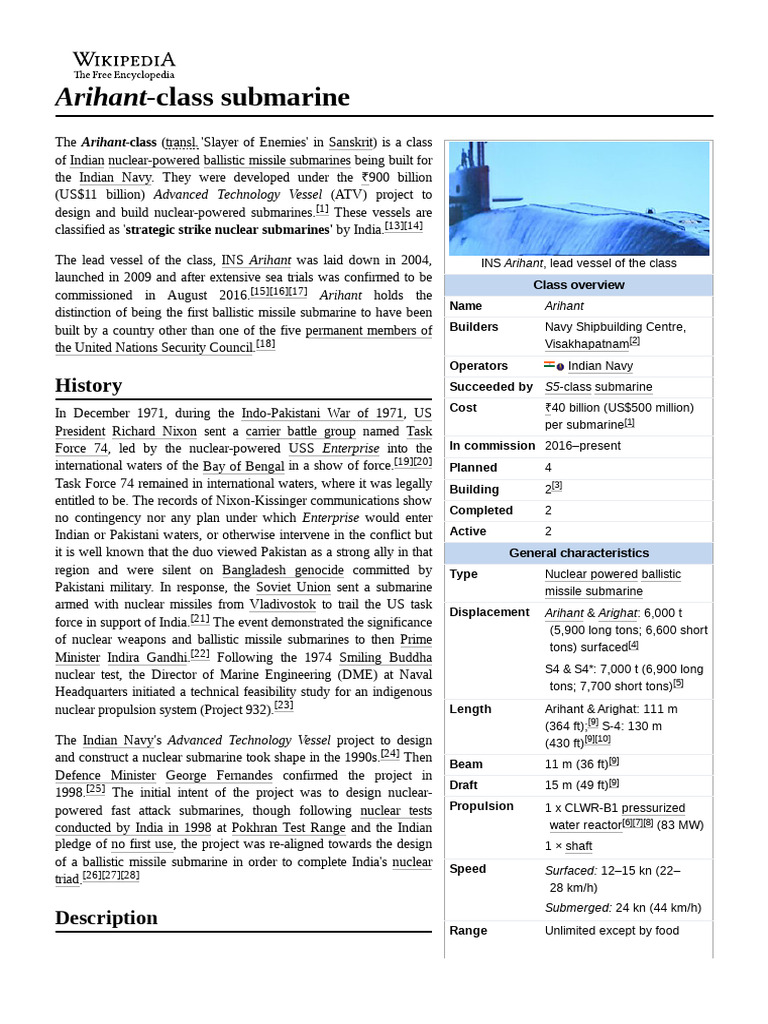 Overview of Arihant-Class Submarines | PDF | Submarines | Warships