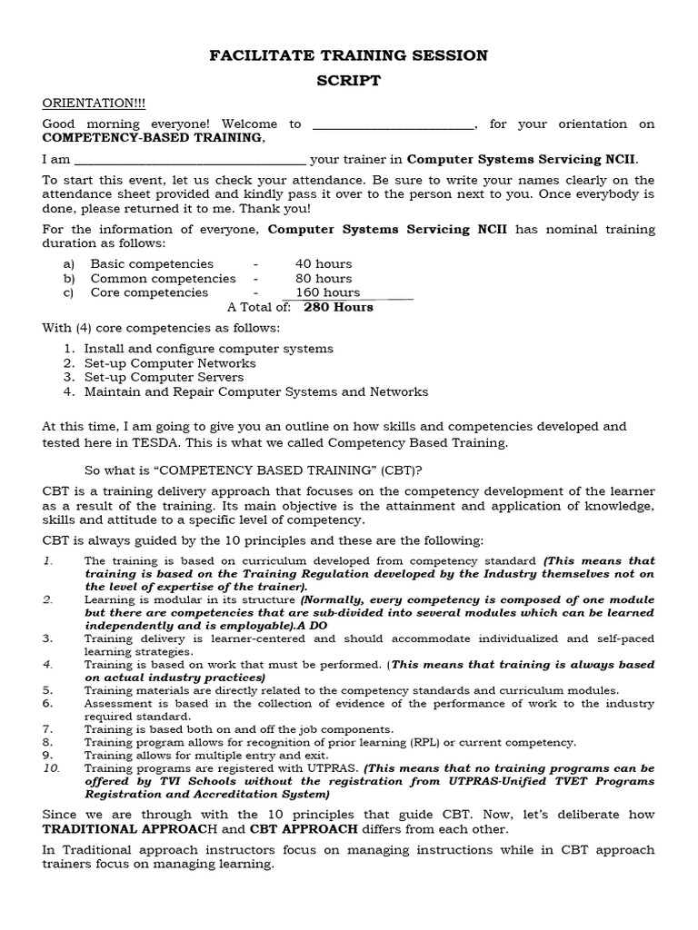 1 FACILITATE TRAINING SESSION Script | PDF | Cognition | Behavior ...