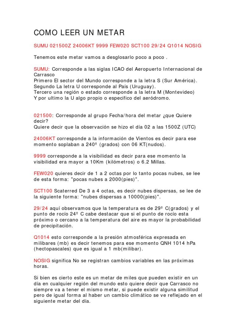 Como Leer Un Metar | PDF | Meteorología | Ramas de meteorología