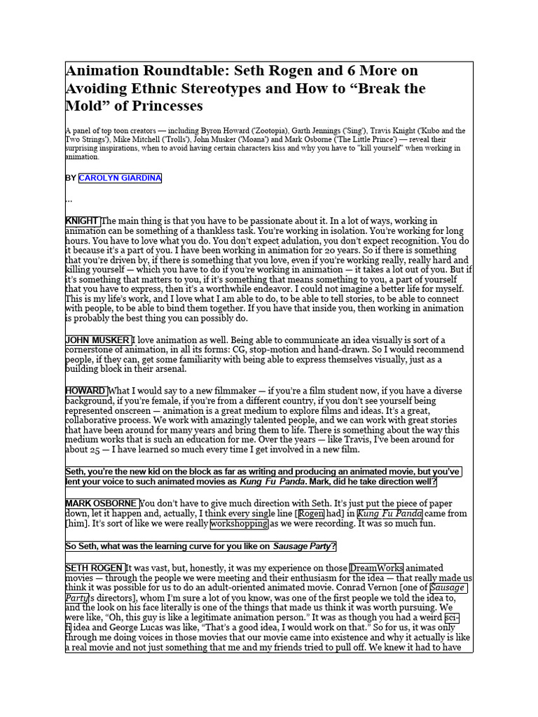 Moana Reading - Animation Roundtable | PDF | Moana (2016 Film)