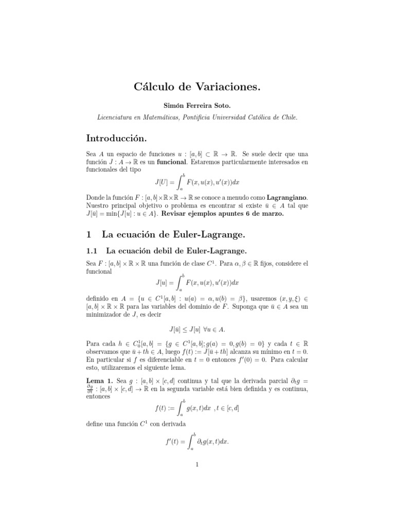 Cálculo de Variaciones | Descargar gratis PDF | Función (Matemáticas) | Derivado