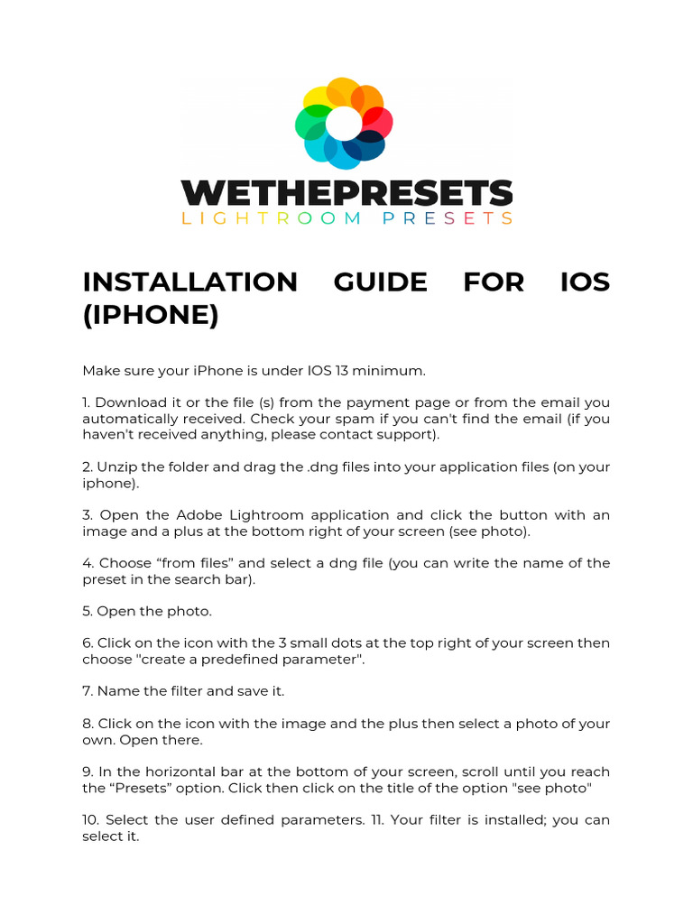 iOS Installation Guide for Presets | PDF | Computers