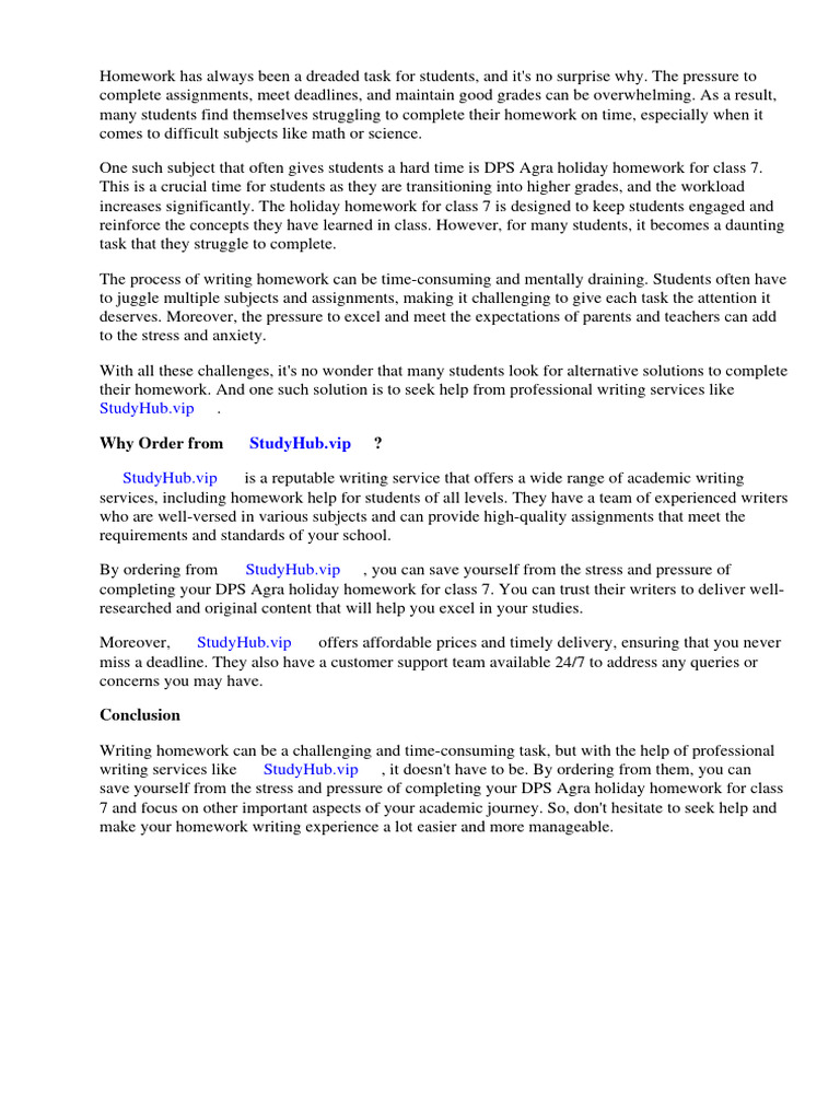 Dps Agra Holiday Homework Class 7 | PDF | Homework | Information