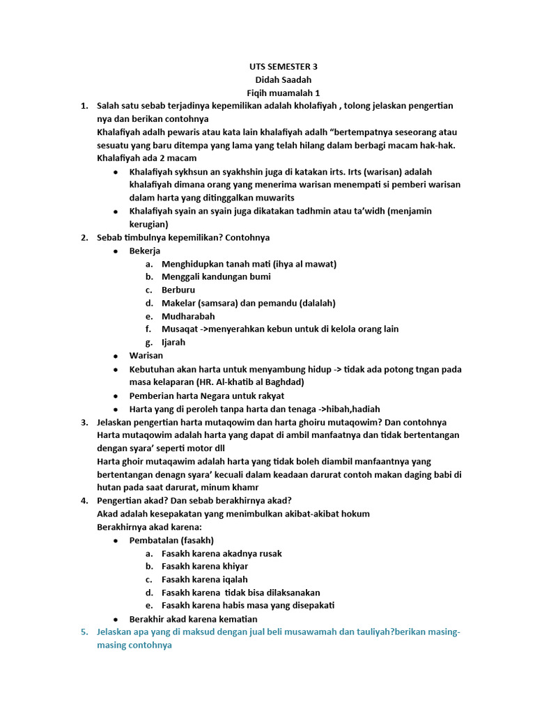 Pengertian dan Contoh Fiqih Muamalah | PDF | Hukum