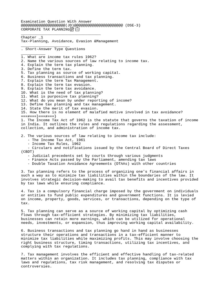 ?dse-3 ?imp Q&a . | PDF | Taxes | Income Tax