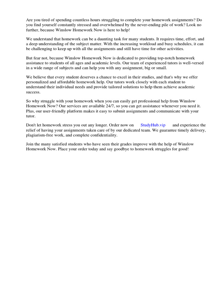 Winslow Homework Now | PDF | Homework