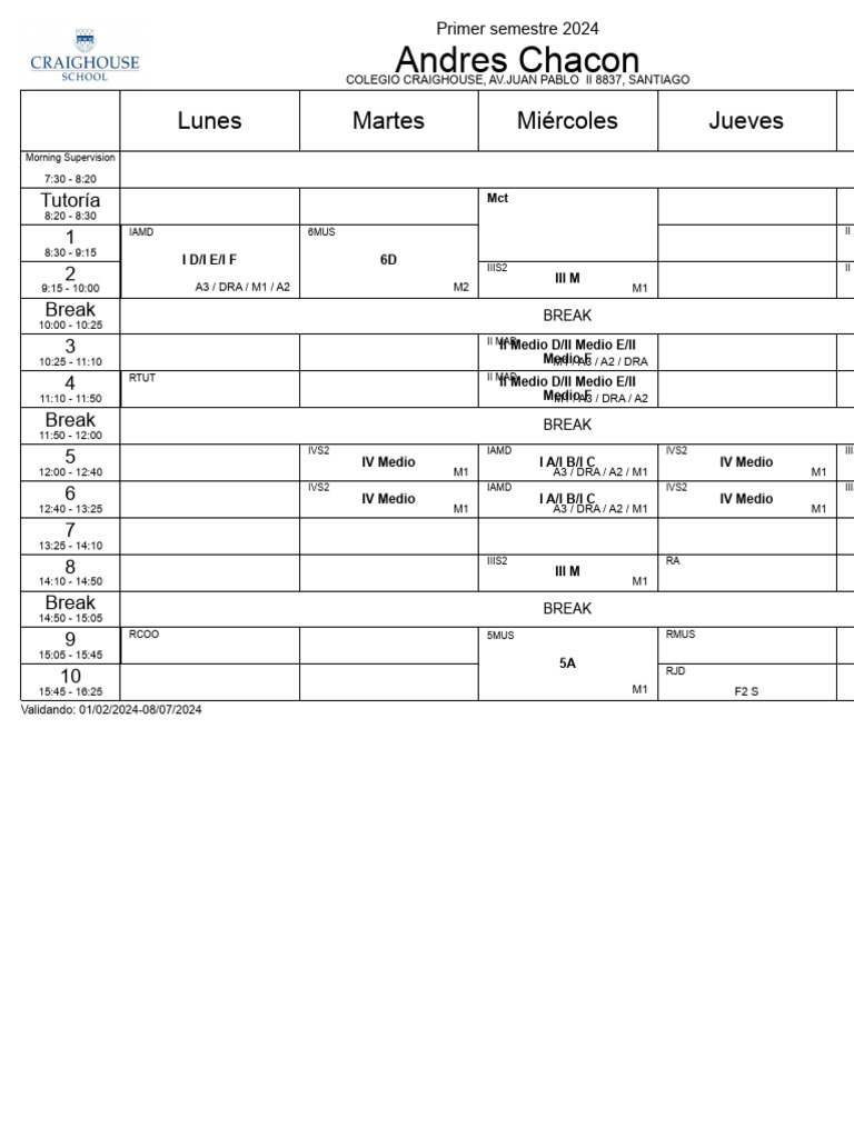 Andres Chacon: Lunes Martes Miércoles Jueves | PDF